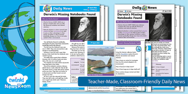 Charles Darwin Notebooks Found - KS2 Reading Comprehension