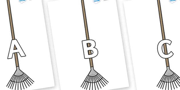 A-Z Alphabet on Garden Rakes (Teacher-Made) - Twinkl