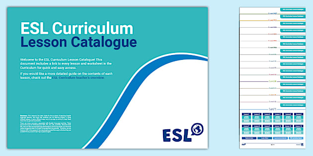 ESL Curriculum Lesson Catalogue for Teachers