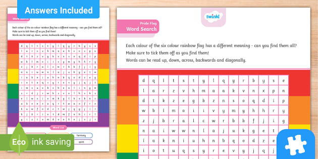 Pride Flag Word Search Puzzle (teacher made) - Twinkl