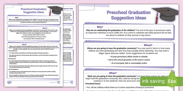 Preschool Graduation Suggestion Ideas teacher Made 