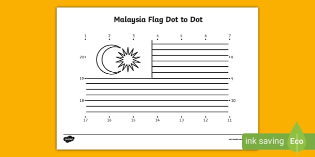 Malaysia Flag Dot to Dot Worksheet