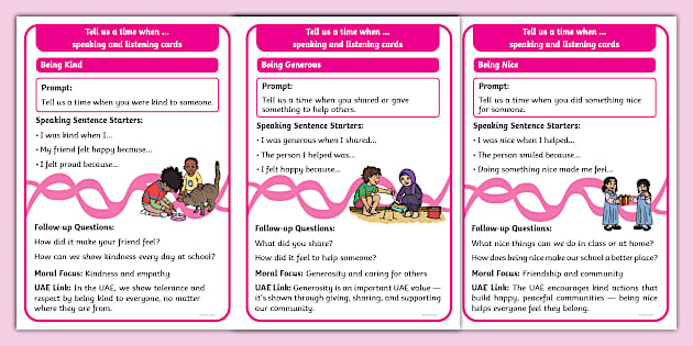 Tell us a time when speaking and listening cards