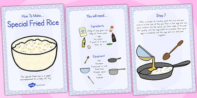 Special Egg Fried Rice Recipe Cards (teacher made) - Twinkl