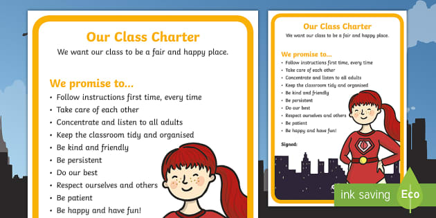 Class Charter Superhero-Themed Display Poster (teacher made)