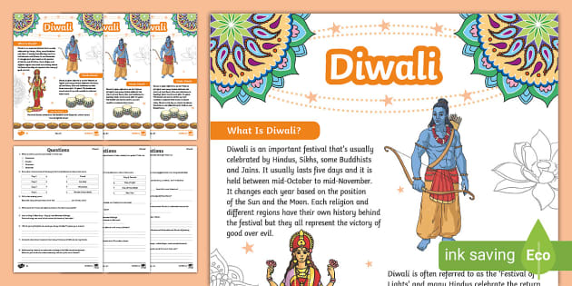 UKS2 Diwali Differentiated Reading Comprehension Activity