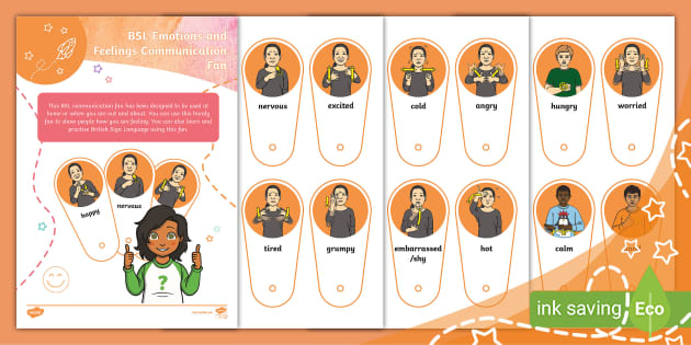 BSL: Emotions and Feelings Communication Fan (teacher made)