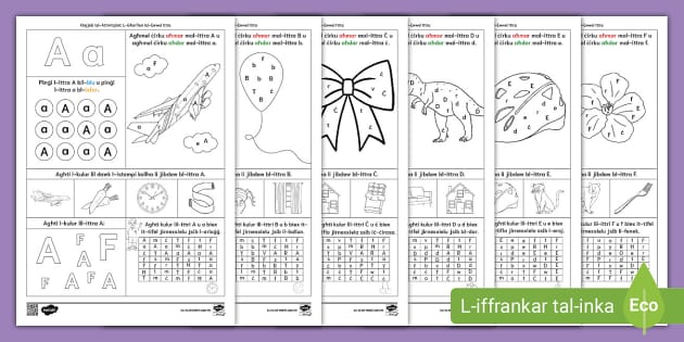 Pakkett ta' Karti tal-Ħidma l L-Għarfien tal-Ewwel Ittra