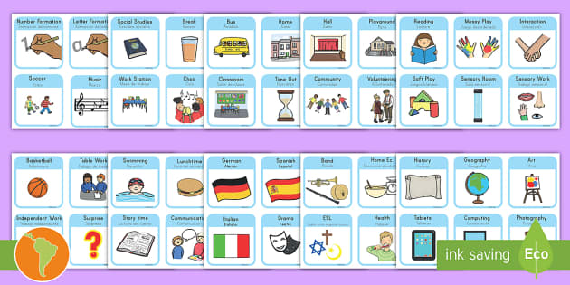 Visual Timetable for School English/Spanish (teacher made)