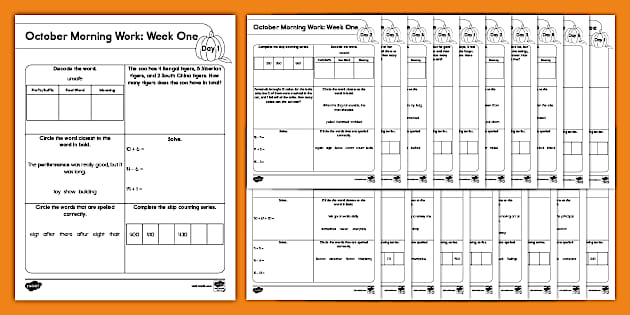 Second Grade October Morning Work Bundle - Twinkl