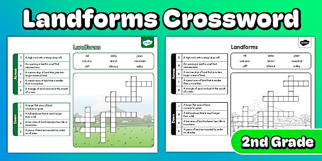 Second Grade Landforms Crossword