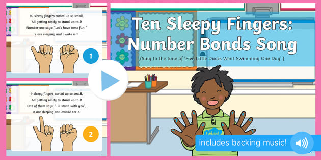 Ten Sleepy Fingers Number Bonds to 10 Song PowerPoint