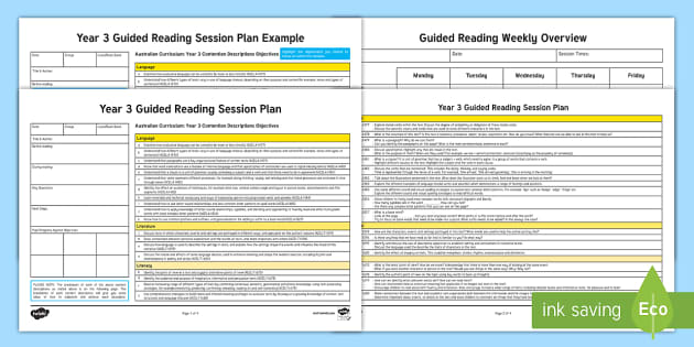 Year 3 Australian Curriculum Guided Reading Session Planning Template
