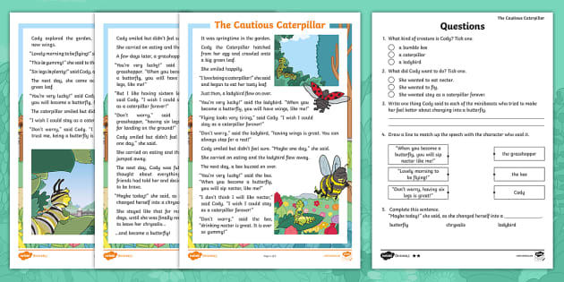 The Cautious Caterpillar KS1 Reading Comprehension