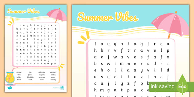 Summer Vibes Word Search Professor Feito Twinkl
