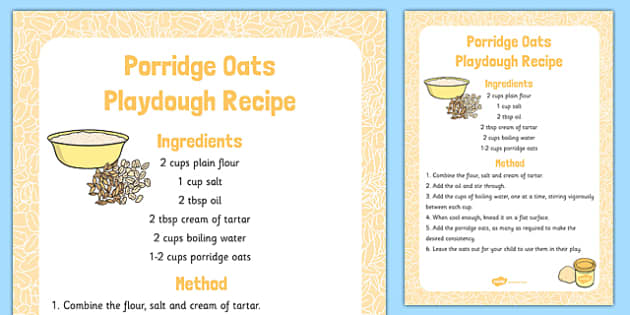 Porridge Oats Playdough Recipe - porridge oats, playdough