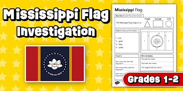 Mississippi Flag Investigation Worksheet for 1st-2nd Grade