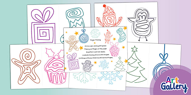 Christmas-Themed Finger Tracing Mindfulness Posters