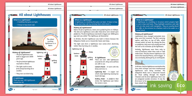 KS1 All About Lighthouses Differentiated Differentiated Reading ...