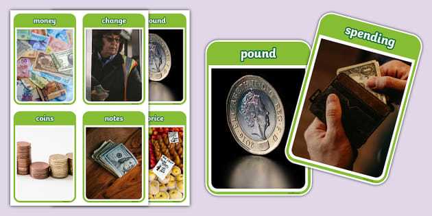 👉 Money Vocabulary Photo Flashcards (teacher made)