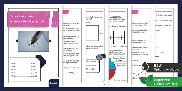 National 4 Mathematics: Numeracy Revision Booklet - Twinkl
