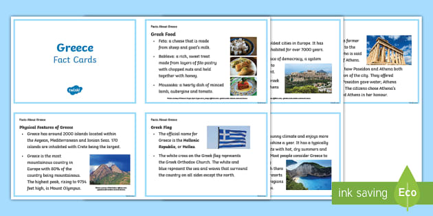 Facts About Greece Cards (teacher made) - Twinkl