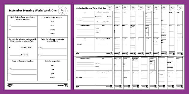 Fourth Grade September Morning Work Bundle (professor feito)
