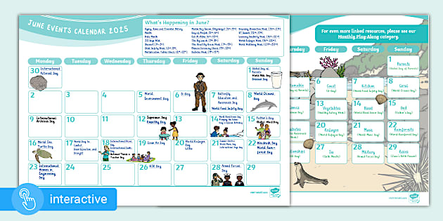 June Events and Play-Along Calendar Pack (2025) - Twinkl