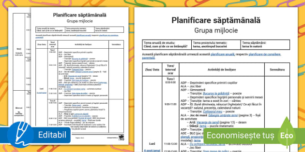 FREE! - Iarna în natură – Planificare săptămânală grupa mijlocie