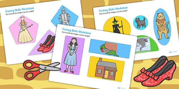 The Wizard of Oz Themed Cutting Skills Worksheet - motor skills