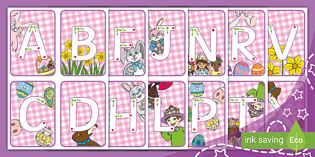 Easter A to Z Upper-Case Letter Formation Tracing Cards