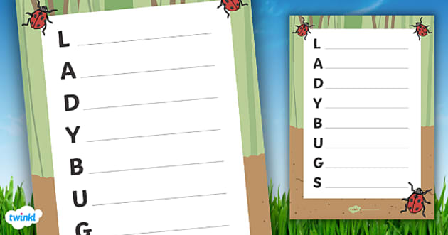Ladybugs Acrostic Poem Template (teacher made) - Twinkl