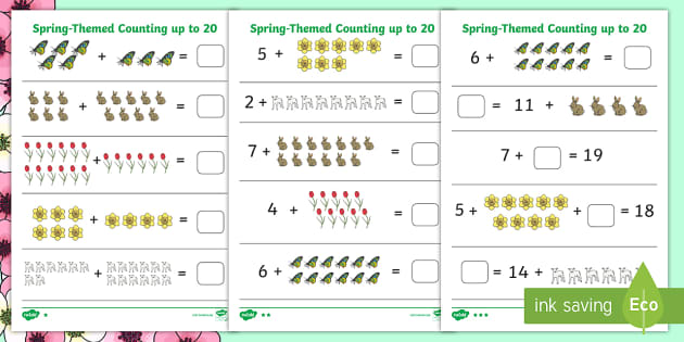 Spring-Themed Counting on up to 20 Worksheet (teacher made)