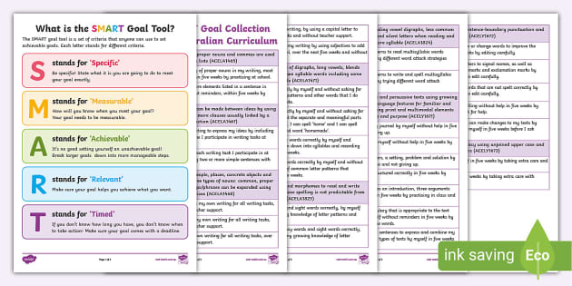 Year 2 Smart Goals Writing Teacher Guidance and Collection