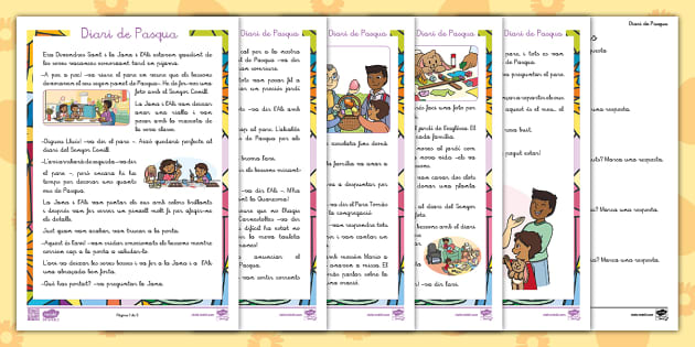 Comprensió lectora per nivells: Diari de Pasqua - Català Comprensió lectora per nivells: Diari de Pasqua - Català