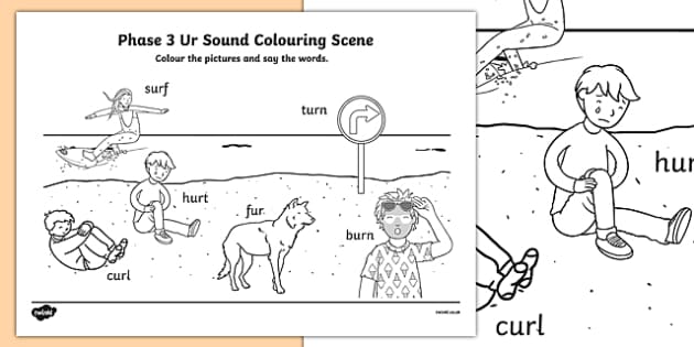 Phase 3 ur Sound Colouring Scene (teacher made) - Twinkl