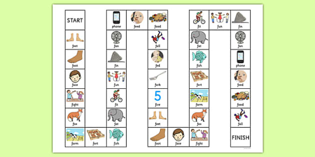 Word Initial f Board Game - speech sounds, phonology, phonological delay