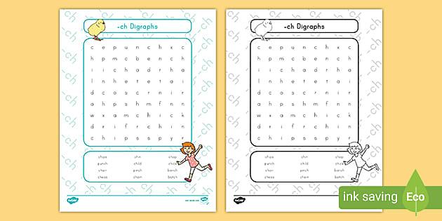 -ch Digraphs Word Search (teacher made) - Twinkl