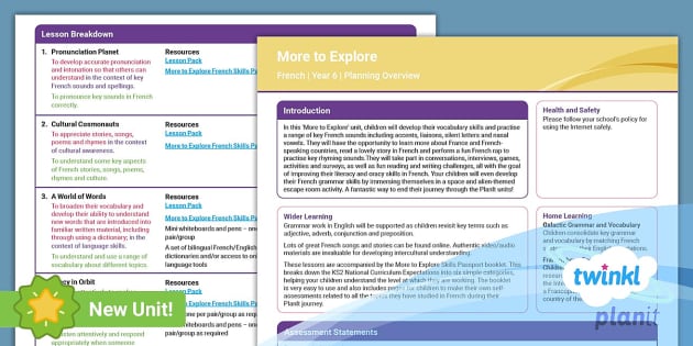 FREE! - 👉 PlanIt Year 6 French Medium-Term Plan: More to Explore