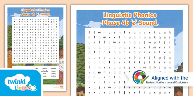 Linguistic Phonics Phase 4b 'e' Sound Word Search - Twinkl