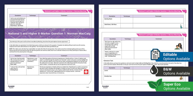 National 5 and Higher 8-Marker Question 1: Norman MacCaig