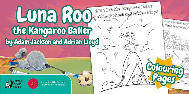 NSS 2026 Colouring Pages for Luna Roo the Kangaroo Baller
