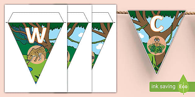 👉 Welcome to Nursery Bunting Jungle Themed (teacher made)