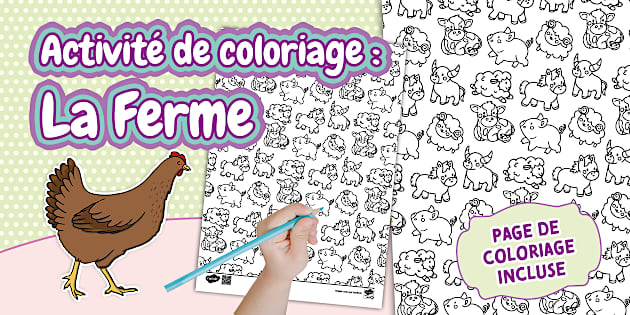 Activité de coloriage : La ferme - Twinkl