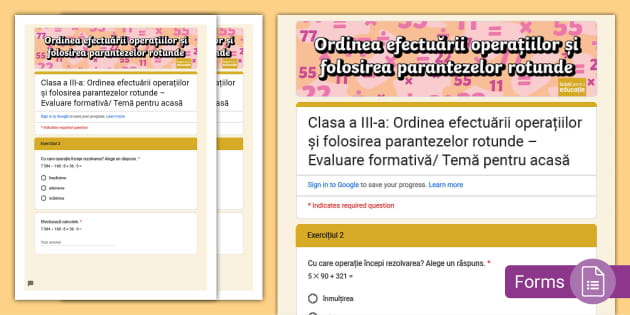 Ordinea efectuării operațiilor Folosirea parantezelor Test