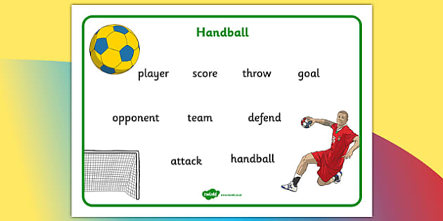 Handball Word Mat (teacher made) - Twinkl