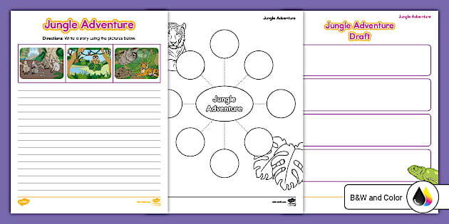 First Grade Jungle Adventure Write a Story Activity - Twinkl