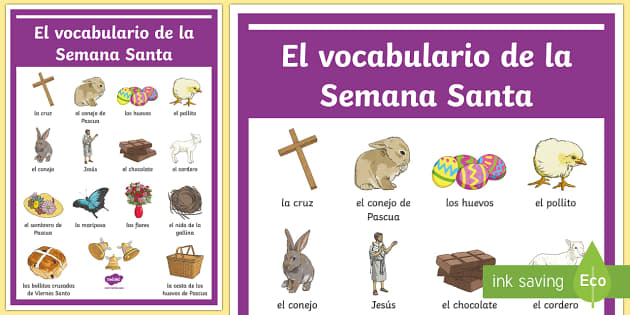 Easter Spanish Vocabulary Display Poster