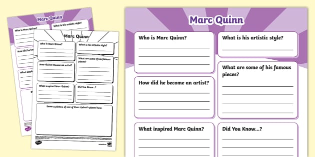 Marc Quinn Fact File Template (l'enseignant a fait) - Twinkl