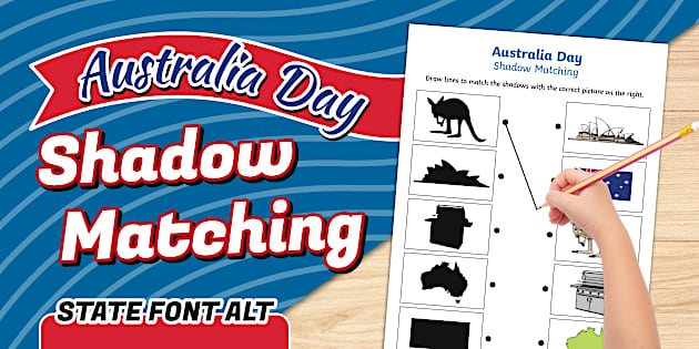 Australia Day Shadow Matching Worksheet
